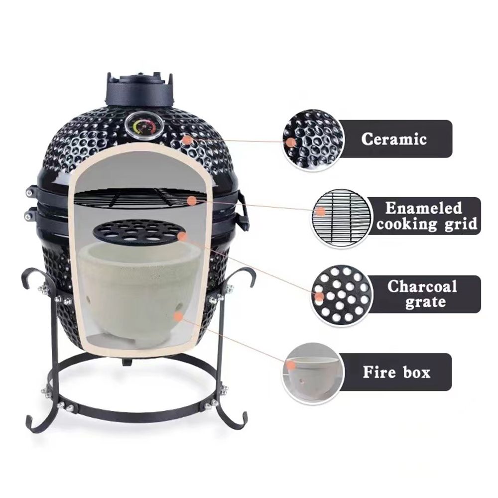 KAMADO SMALL BLACK Big Bear barbecue - de beste prijs - 123Apparatuur.nl